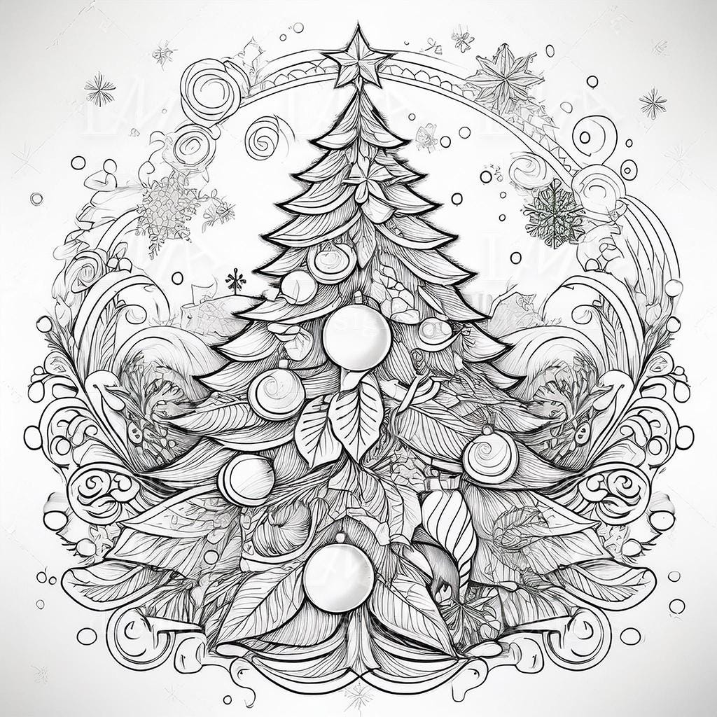 13 Christmas Coloring Page Images – Set 1 - Etsy