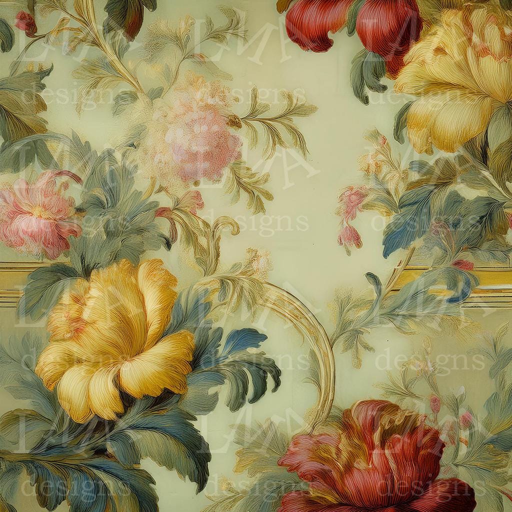 10 Victorian Wallpaper Background Clipart Images – Mixed Floral Colors ...
