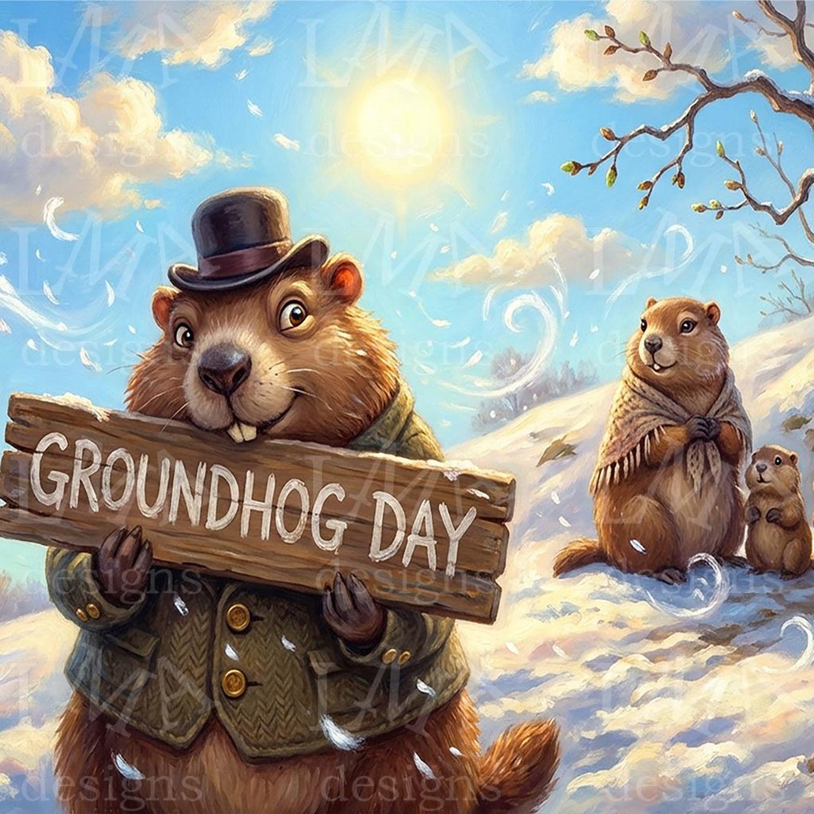 12 Groundhog Day Backgrounds Clipart Images – Set 2 - Etsy