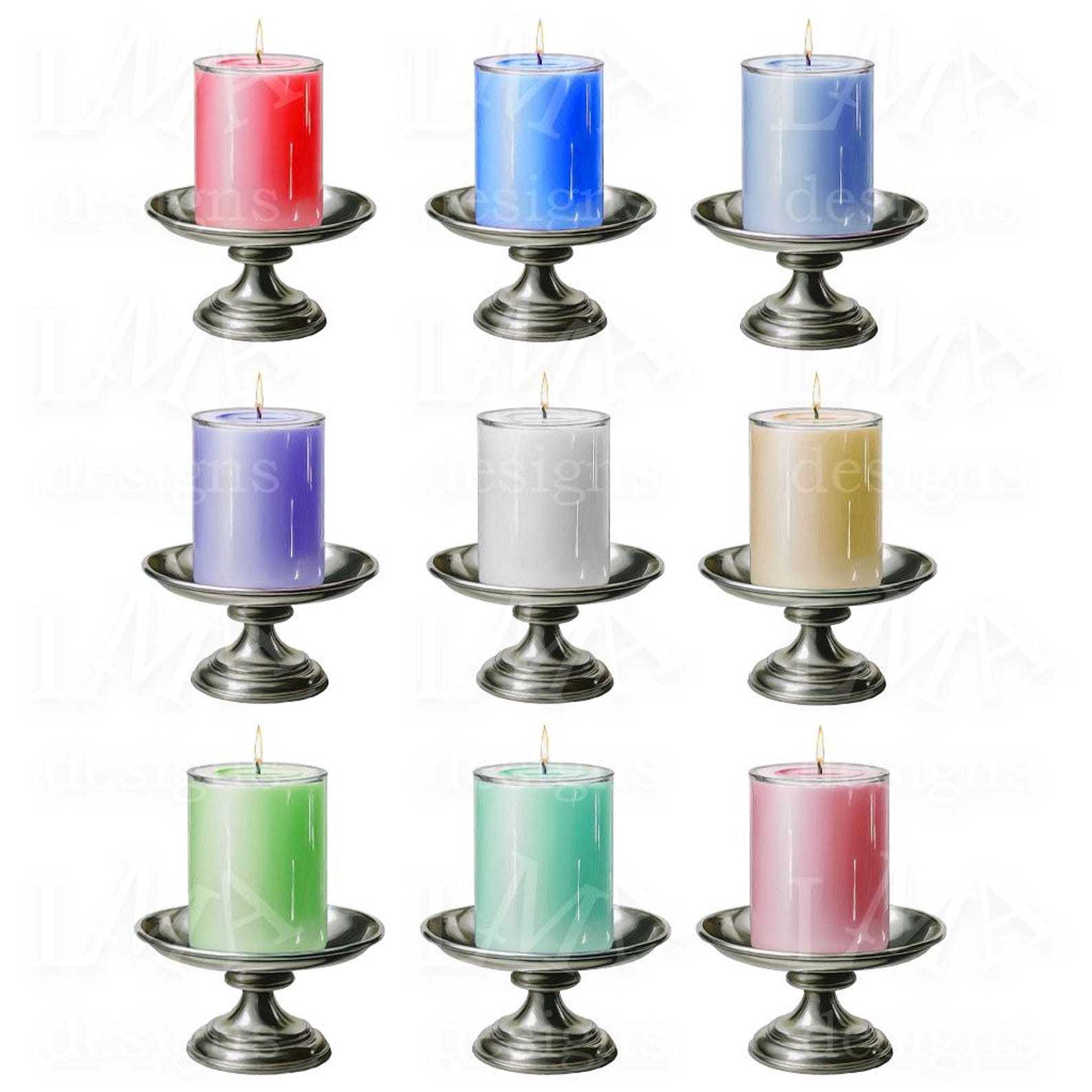 60 Candles and Holders Clipart Images, Various Colors and Shades - Etsy
