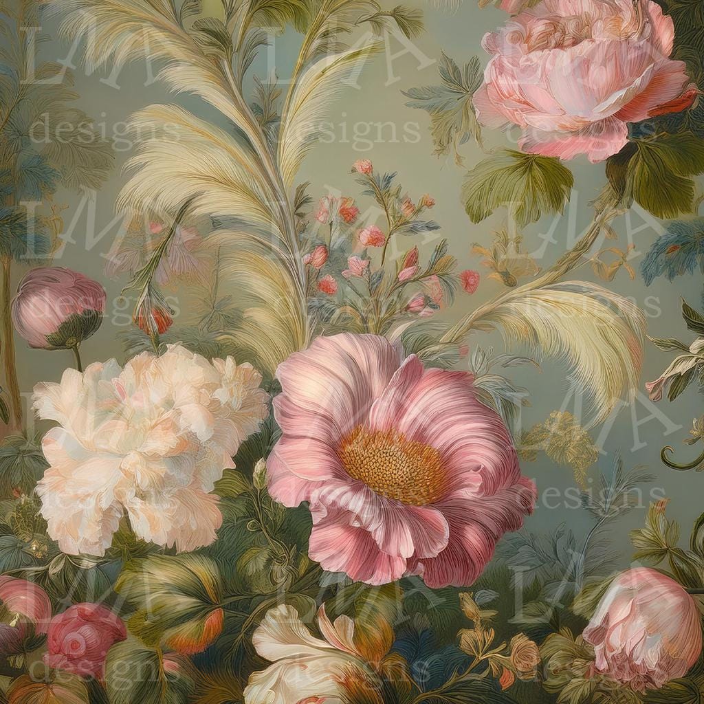 9 Victorian Wallpaper Background Clipart Images – Pink Floral Colors - Etsy