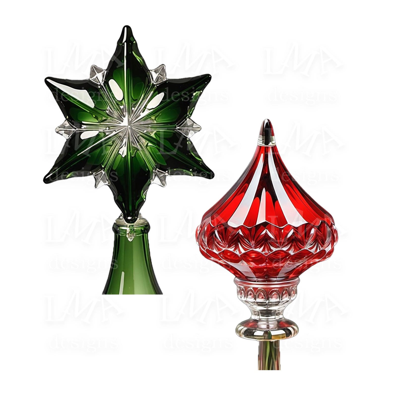 20 Christmas Tree Toppers Clipart Images – Various Colors and Types - Etsy