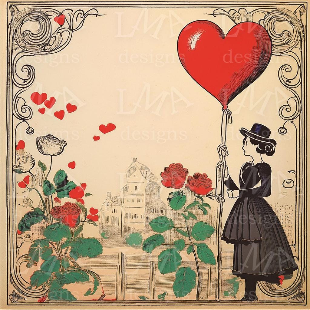 14 Vintage Valentines Day Cards Clipart Images – Set 1 - Etsy