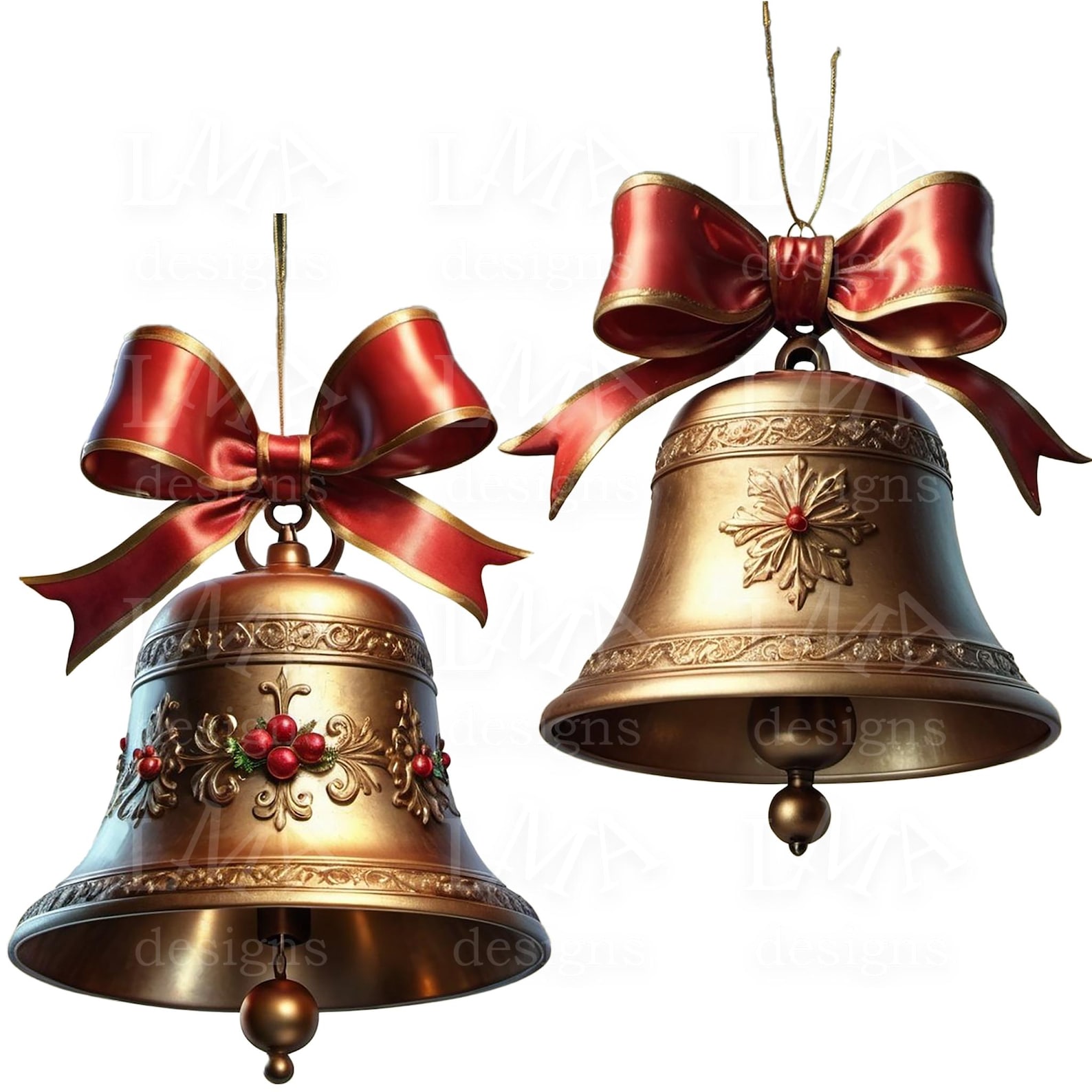 20 Christmas Bells for the Tree Clipart Images – Various Colors and ...