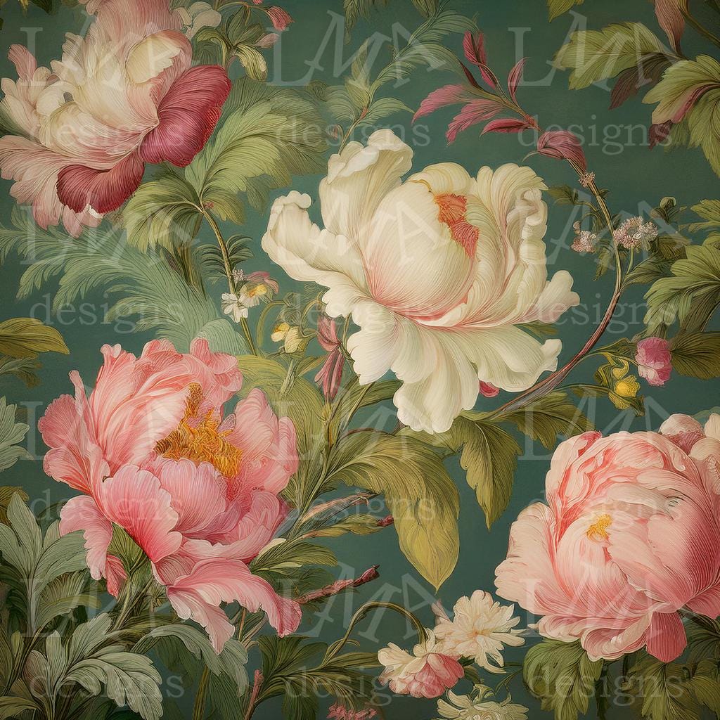 10 Victorian Wallpaper Background Clipart Images – Mixed Floral Colors ...