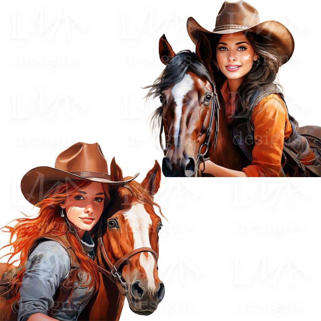 11 Cowgirls – Set 2 - Clipart Images - Etsy