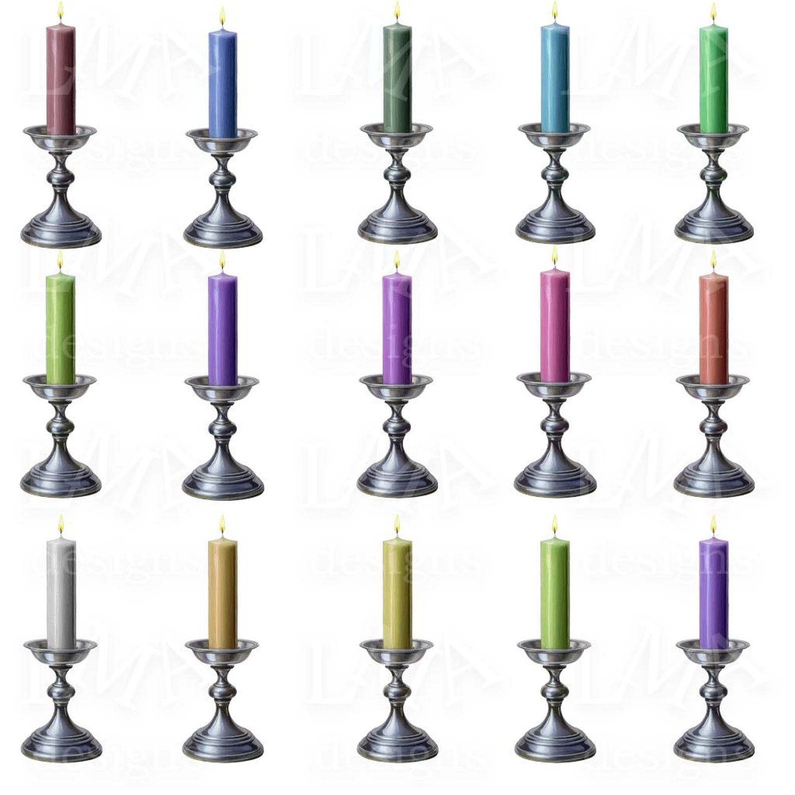 60 Candles and Holders Clipart Images, Various Colors and Shades - Etsy