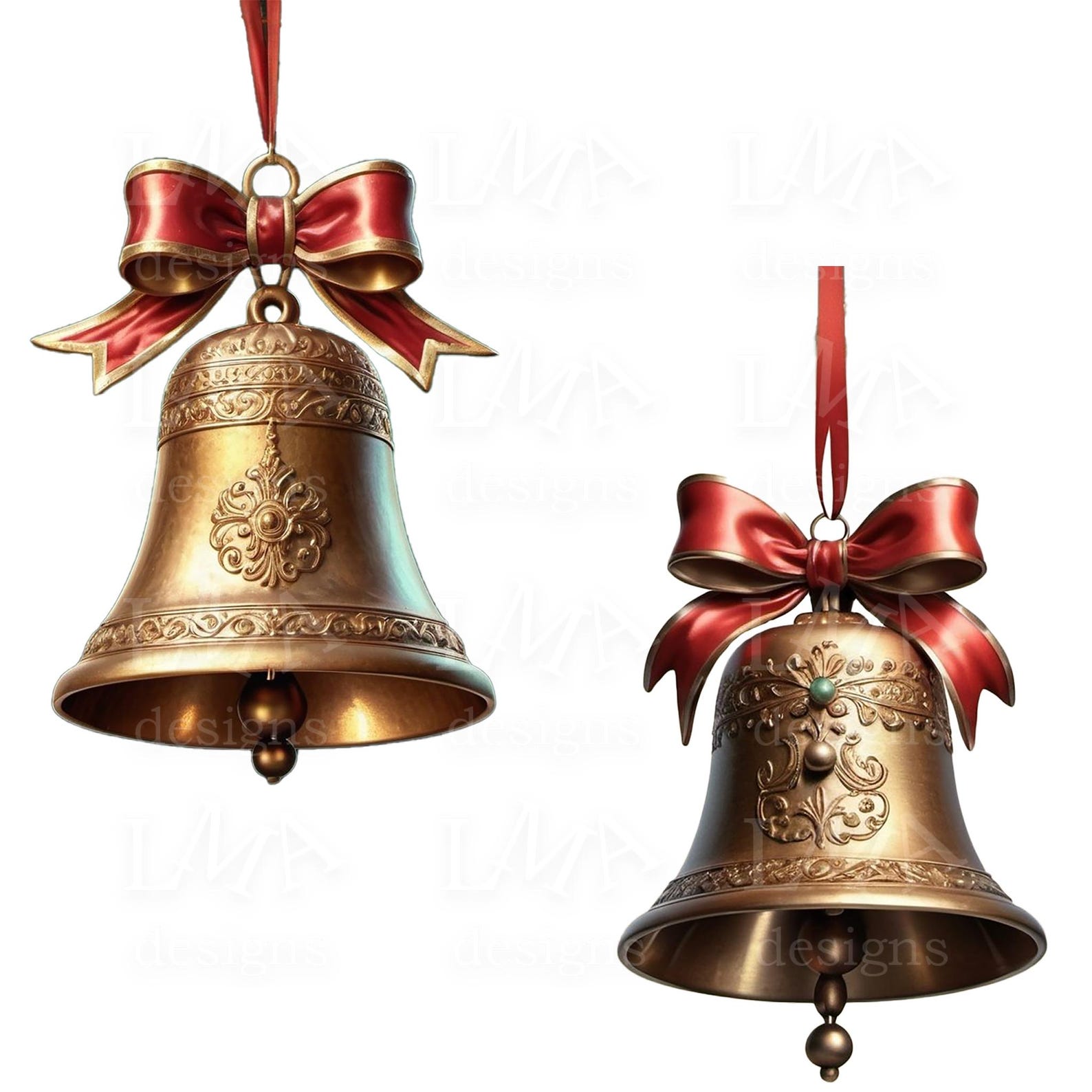 20 Christmas Bells for the Tree Clipart Images – Various Colors and ...