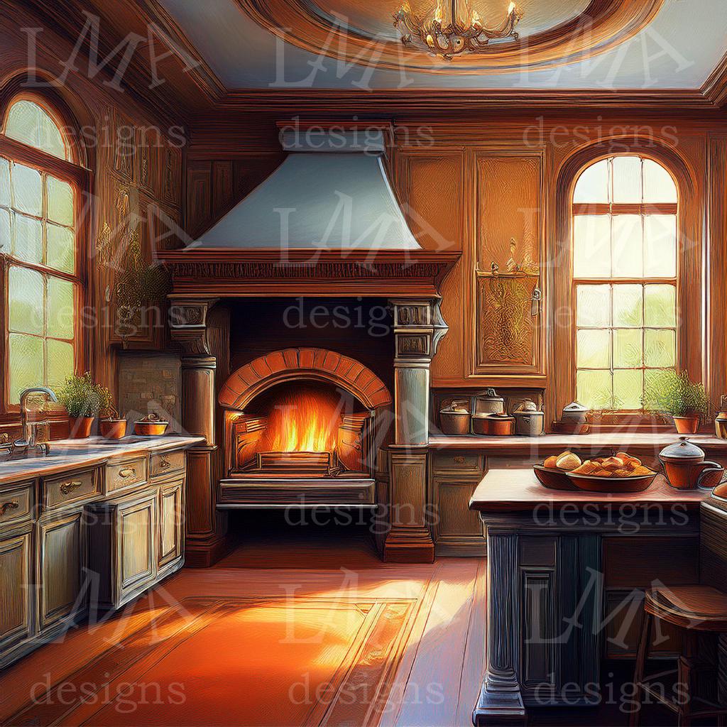 10 Early Victorian Kitchen Backgrounds – Set 2 - Clipart Images - Etsy