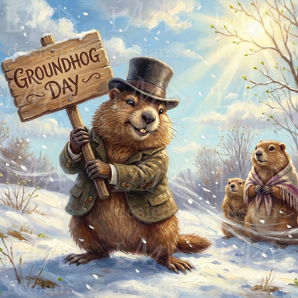 12 Groundhog Day Backgrounds Clipart Images – Set 3 - Etsy