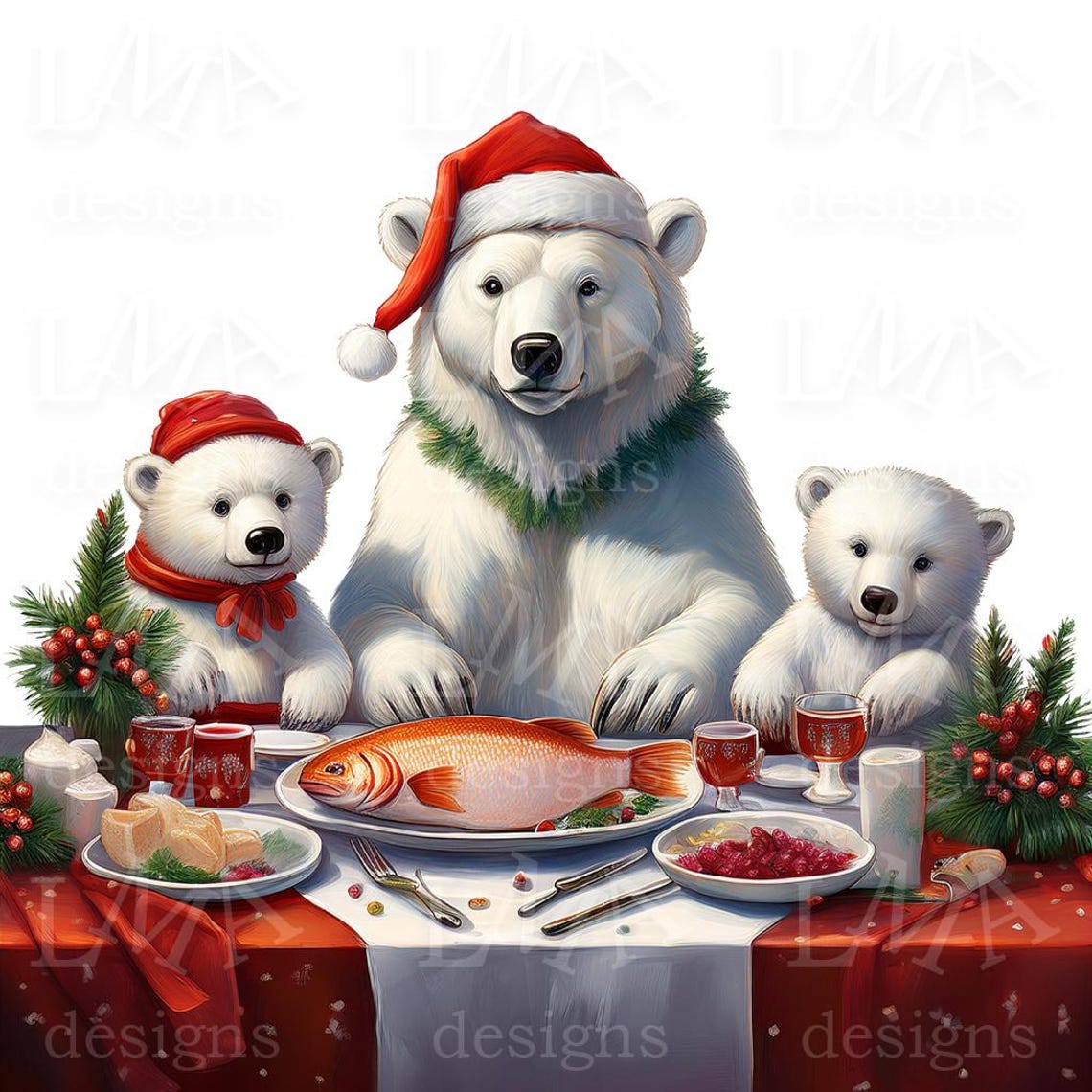 A Polar Bear Christmas - 12 Clipart Images - Etsy