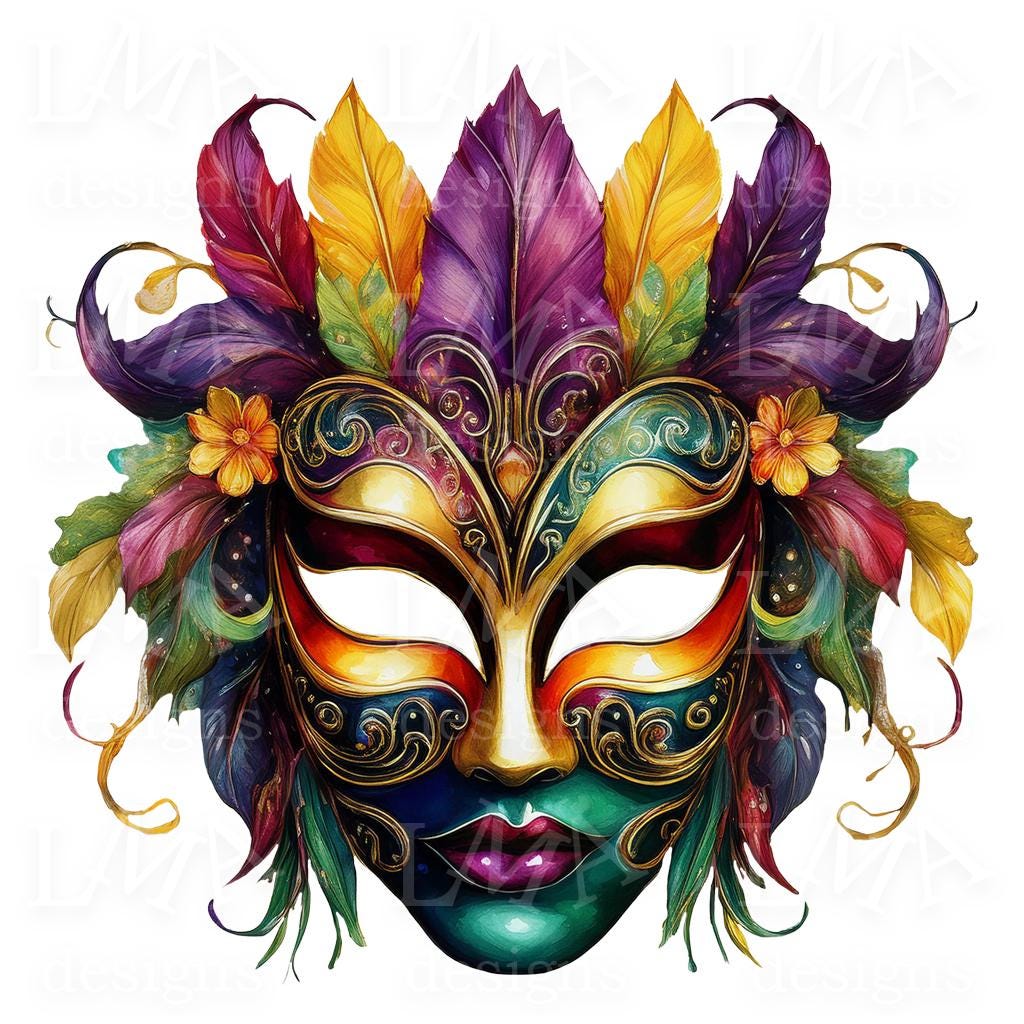 10 Mardi Gras Masks Clipart Images - Etsy