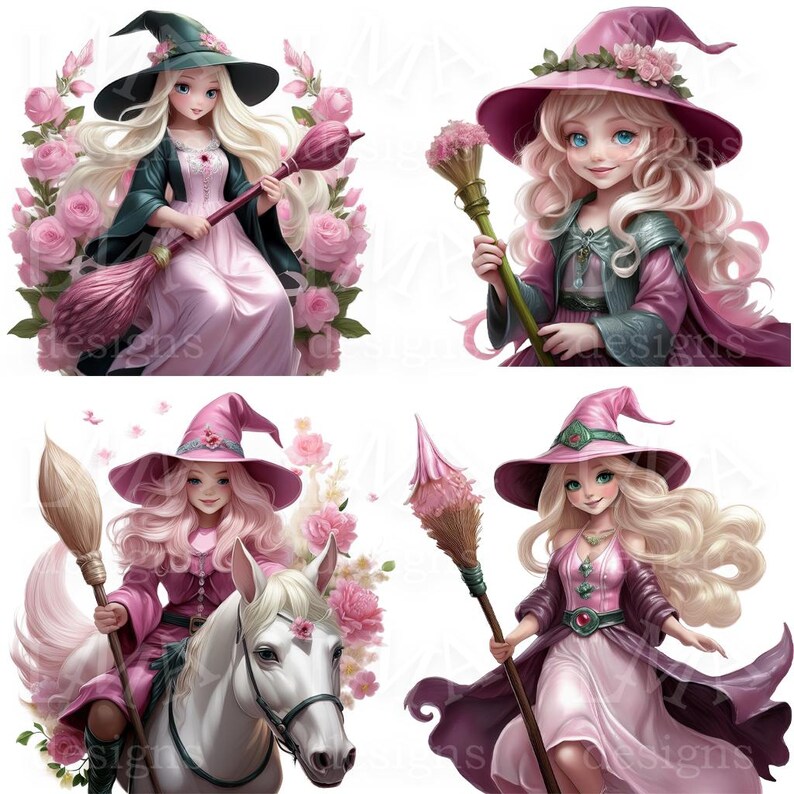 Little Witches Clipart: 30 PNG Images for Commercial Use - Etsy