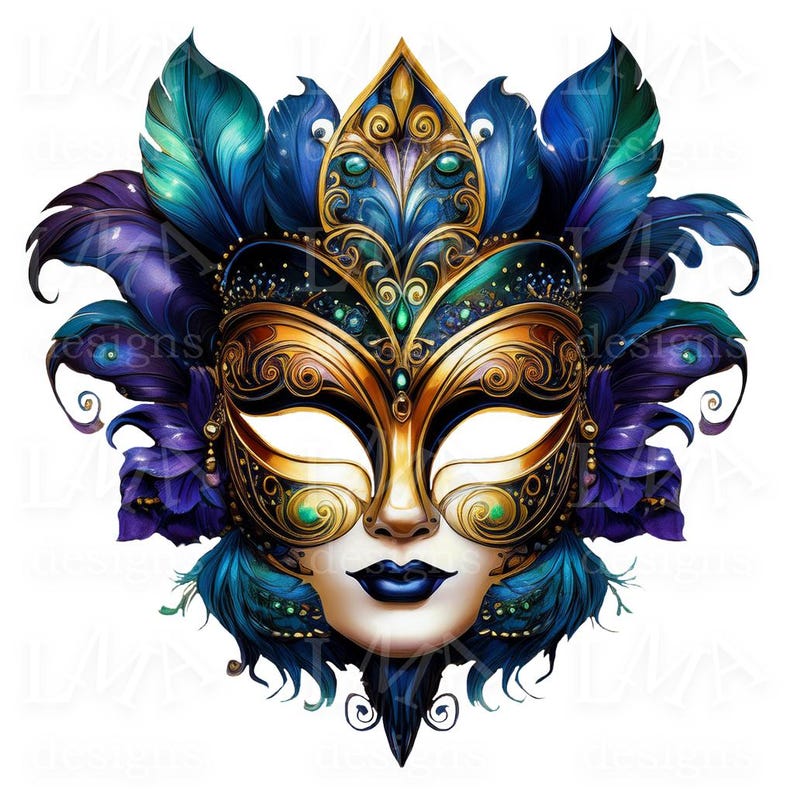 10 Mardi Gras Masks Clipart Images - Etsy