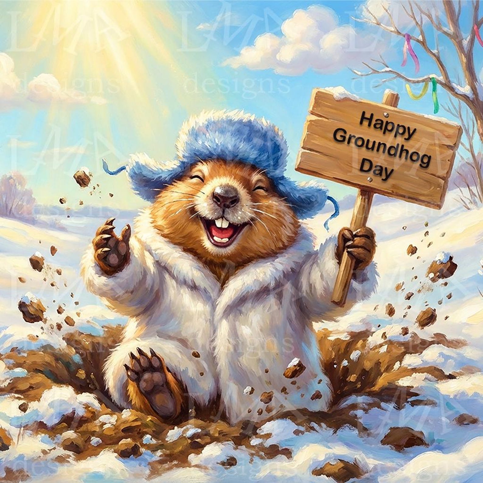 12 Groundhog Day Backgrounds Clipart Images – Set 2 - Etsy