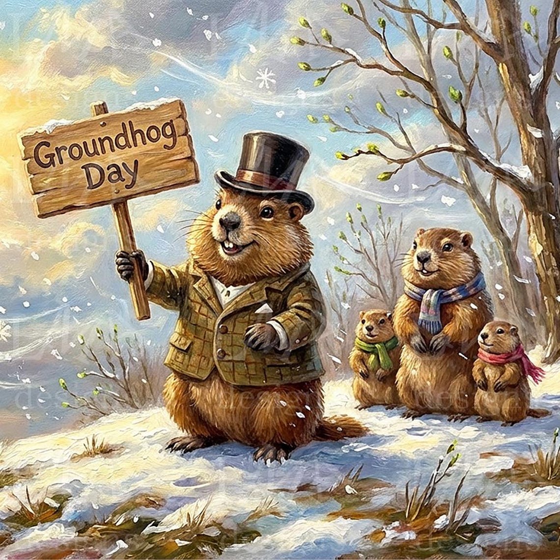 12 Groundhog Day Backgrounds Clipart Images – Set 2 - Etsy