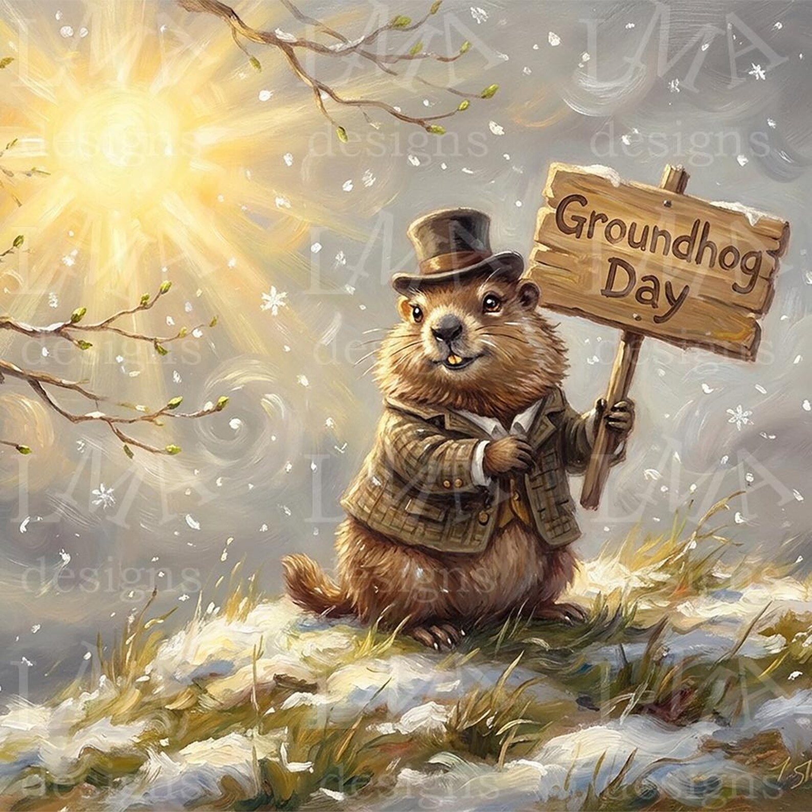 12 Groundhog Day Backgrounds Clipart Images – Set 3 - Etsy