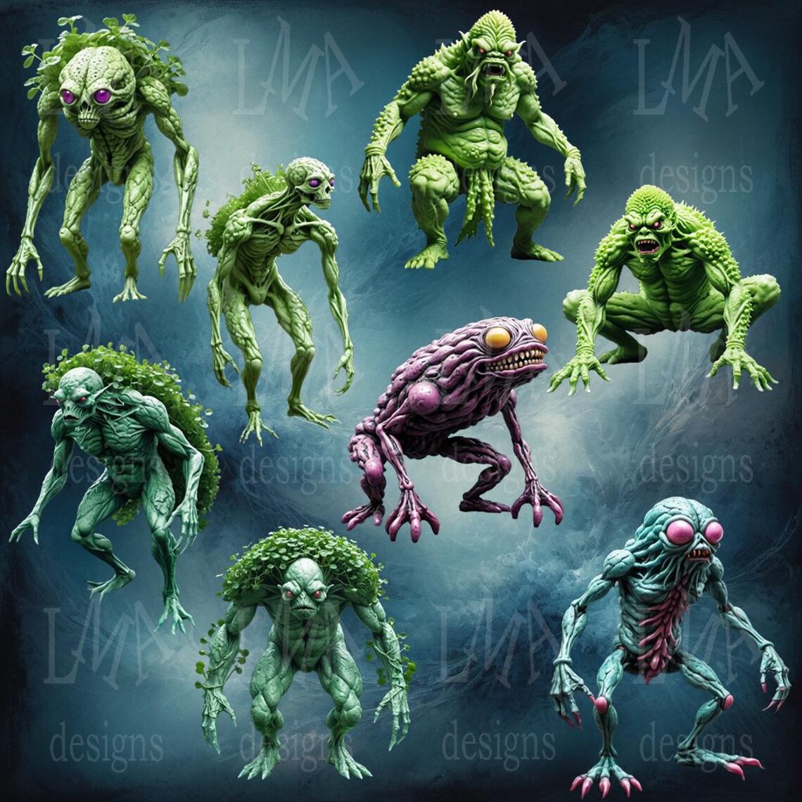 Creepy Vegetable Monster Clipart: Halloween Food Pngs (set 2) - Etsy