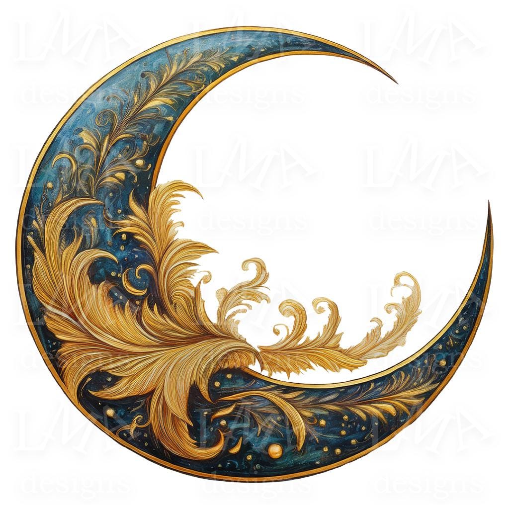 12 Victorian Symbols & Symbolism – Crescent Moon and Stars – Set 5 ...