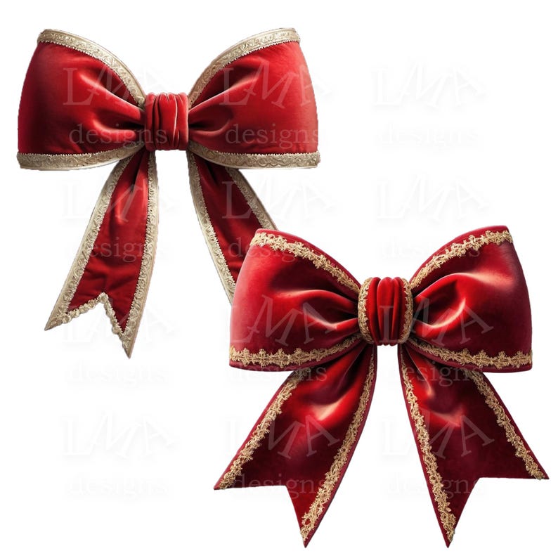 20 Christmas Ribbons Clipart Images– Various Colors and Types - Etsy