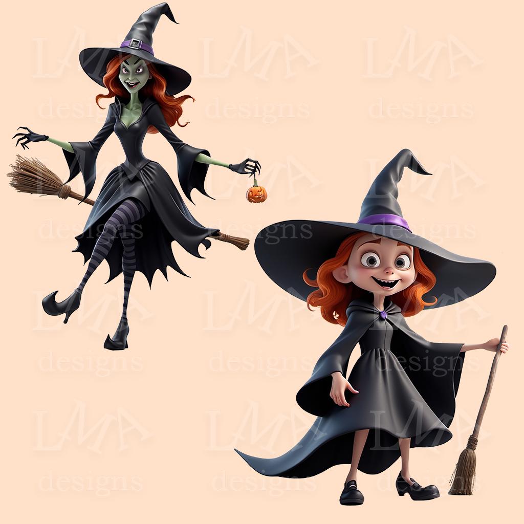 Playful Witches Clipart Images - Transparent Witches for Halloween and ...