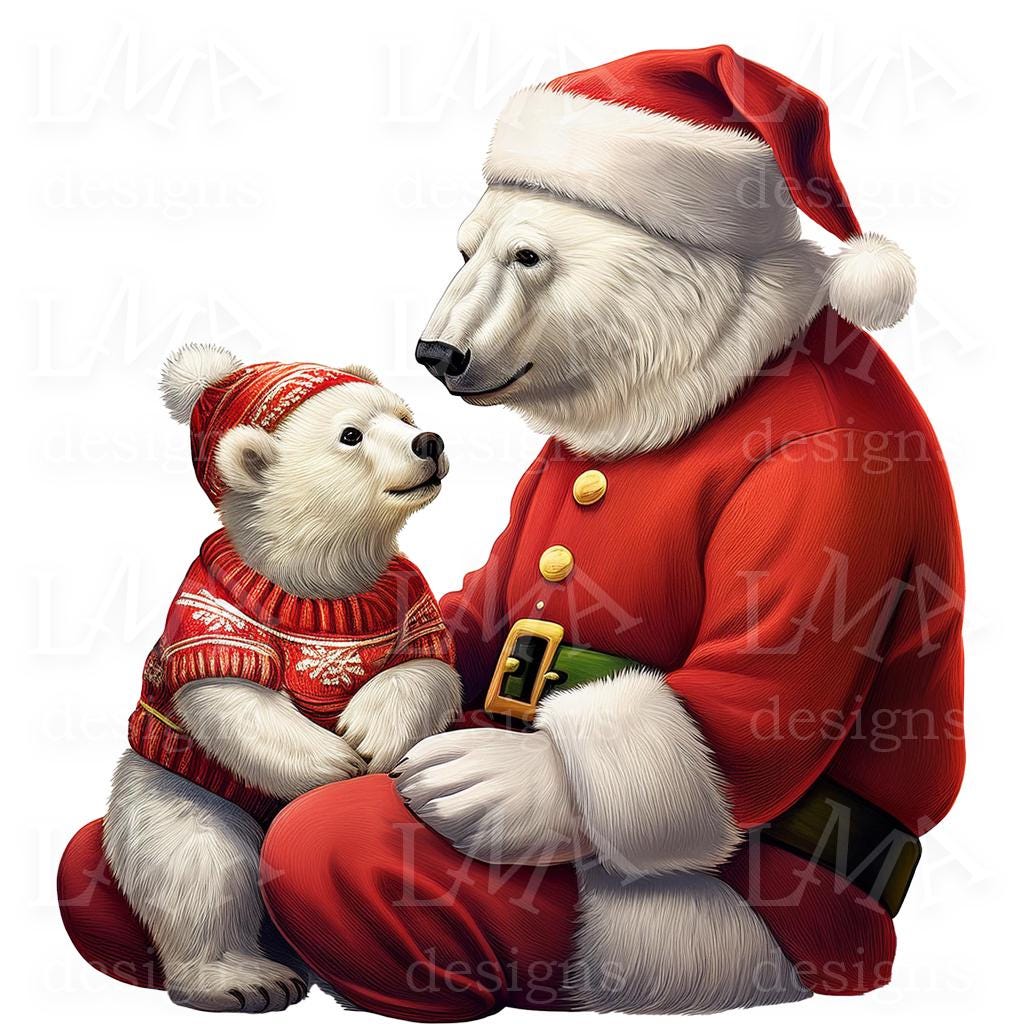 A Polar Bear Christmas - 12 Clipart Images - Etsy