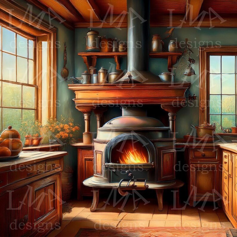 10 Early Victorian Kitchen Backgrounds – Set 3 - Clipart Images - Etsy