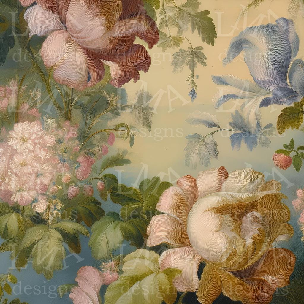 10 Victorian Wallpaper Background Clipart Images – Mixed Floral Colors ...