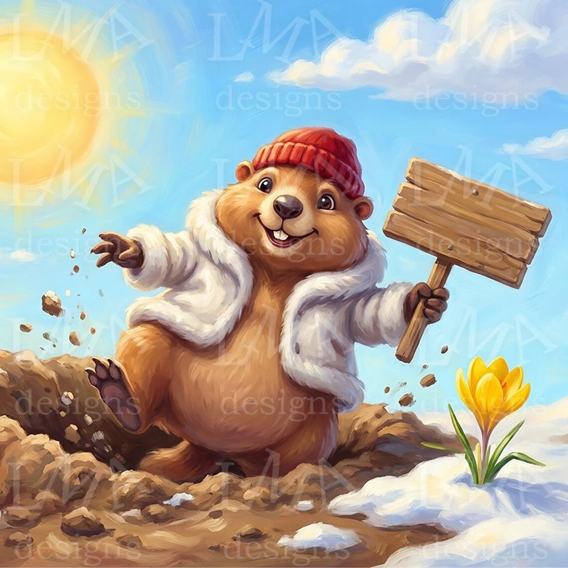 12 Groundhog Day Backgrounds Clipart Images – Set 3 - Etsy