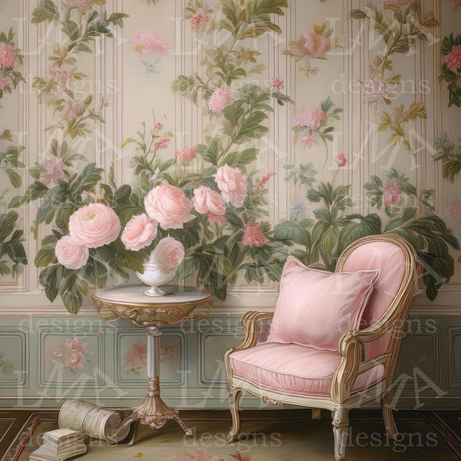 9 Victorian Wallpaper Background Clipart Images – Pink Floral Colors - Etsy