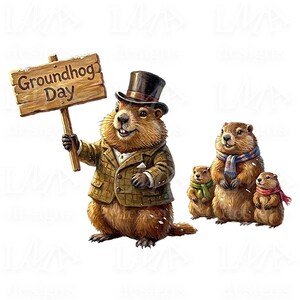 10 Groundhog Day Clipart Images – Set 3 - Etsy