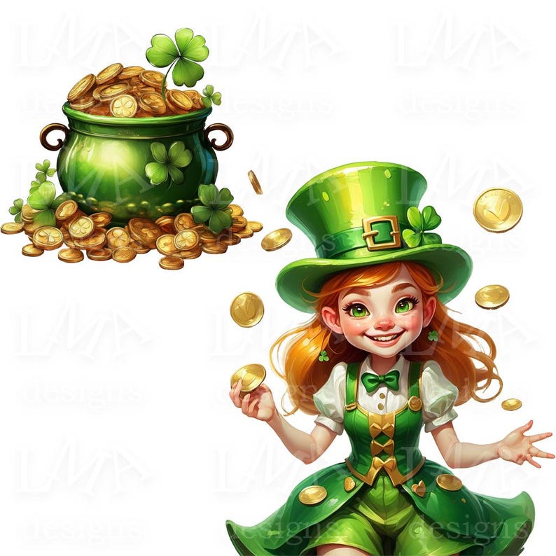 20 St. Patrick’s Day Leprechauns, Shamrocks, 4-leaf Clovers, Pot-o-gold ...