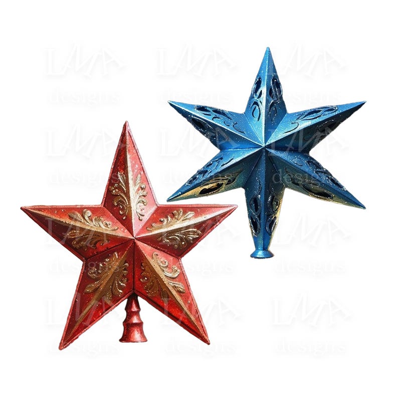 20 Christmas Tree Toppers Clipart Images – Various Colors and Types - Etsy