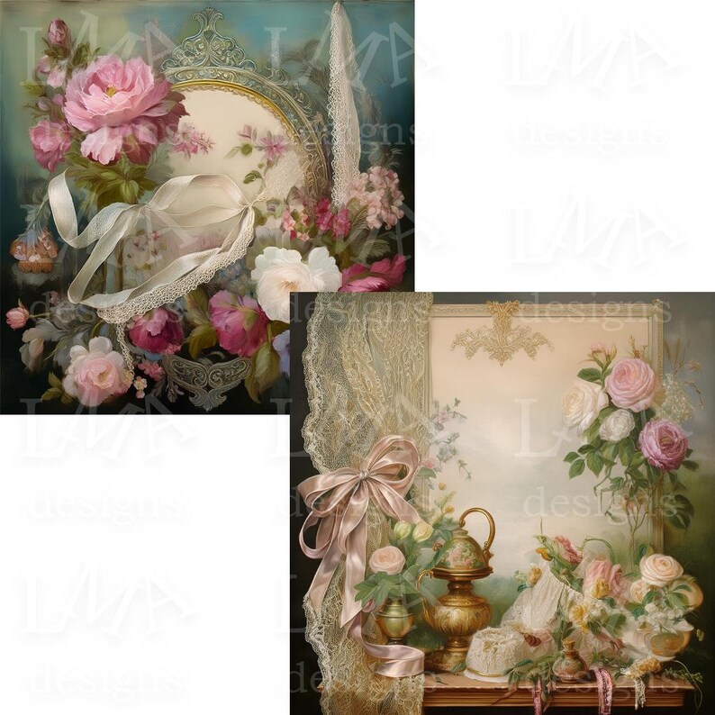 15 Victorian Lace and Ribbons Backgrounds Clipart Images - Etsy