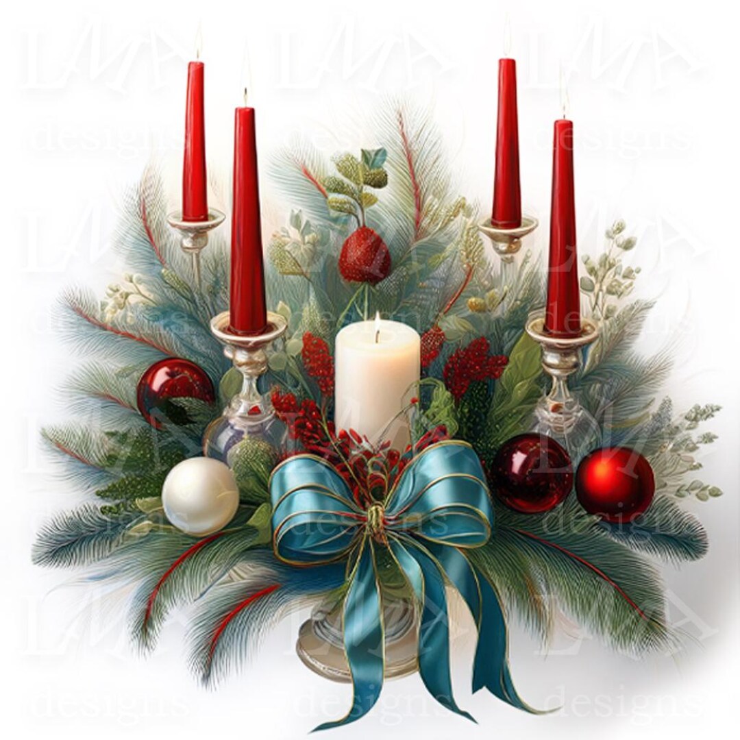 Christmas Floral Centerpiece Clipart: Semi-transparent Pngs (digital ...