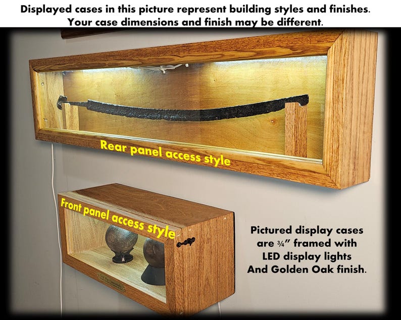 Custom Solid Oak Display Case / Shadowbox 3/4 Framing Rear Panel Access ...
