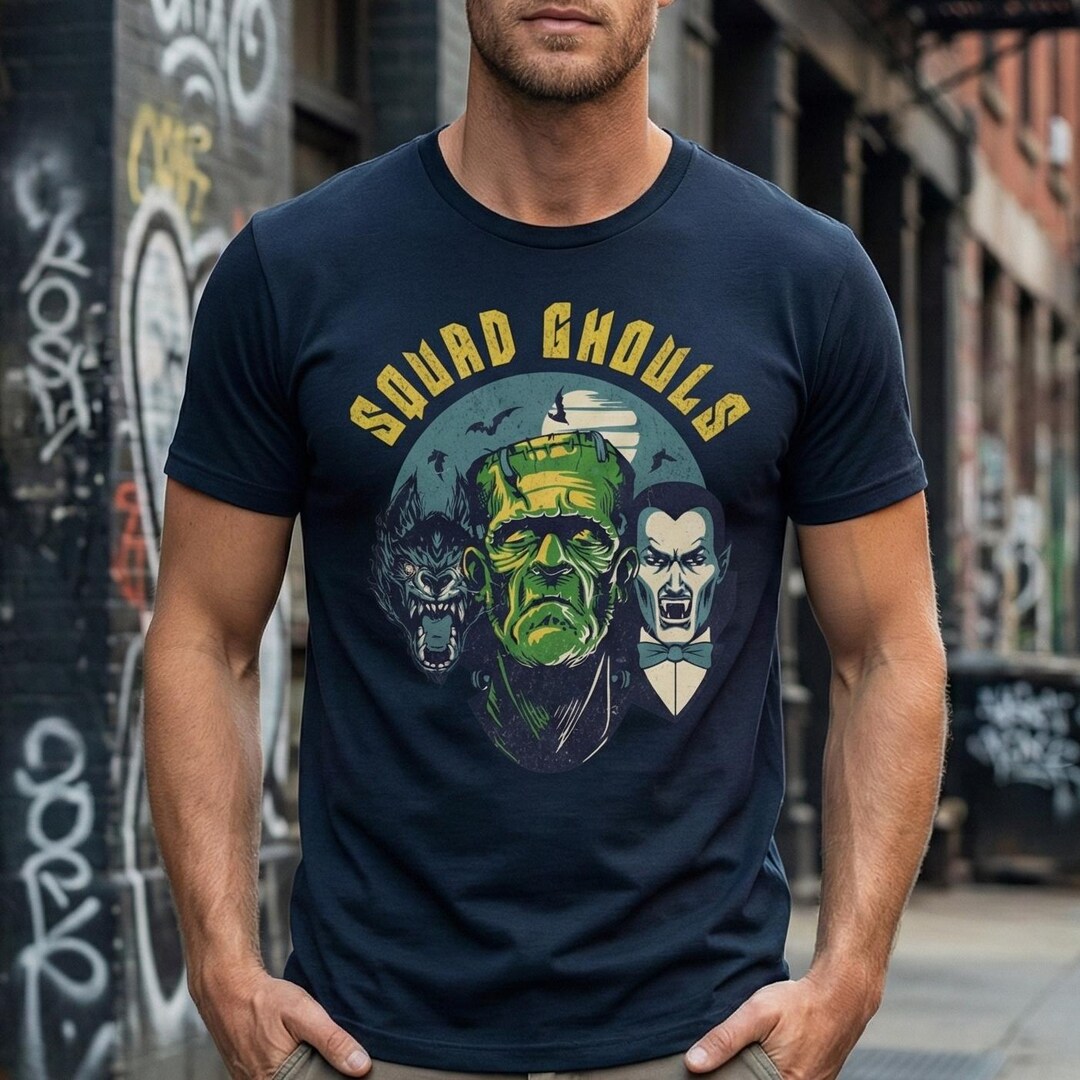 Vintage Halloween Squad Ghouls Shirt, Retro Classic Horror Monsters Tee ...