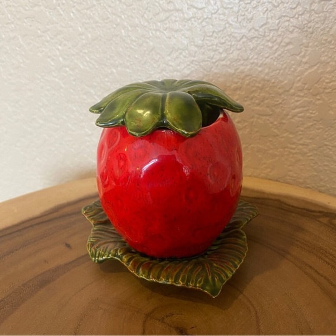 Vintage Strawberry Jam Jar Server Green Red Lid NO Spoon - Etsy