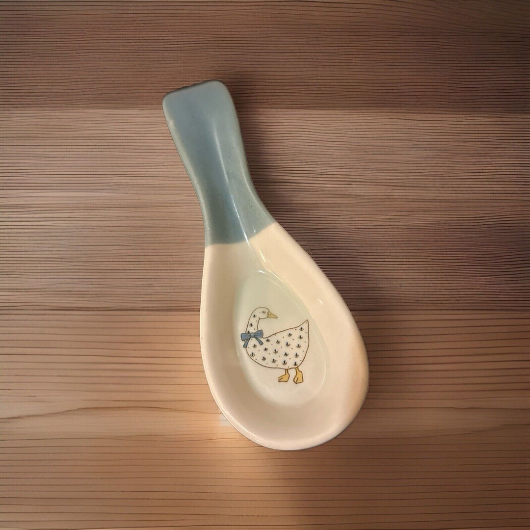 Otagiri Vintage Ceramic Spoon Rest Decorated W/white Goose With Blue ...