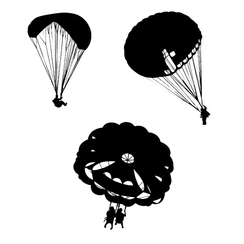 Parachute Svg Bundle, Skydivers Clipart, Jumping Vector, Parachute ...