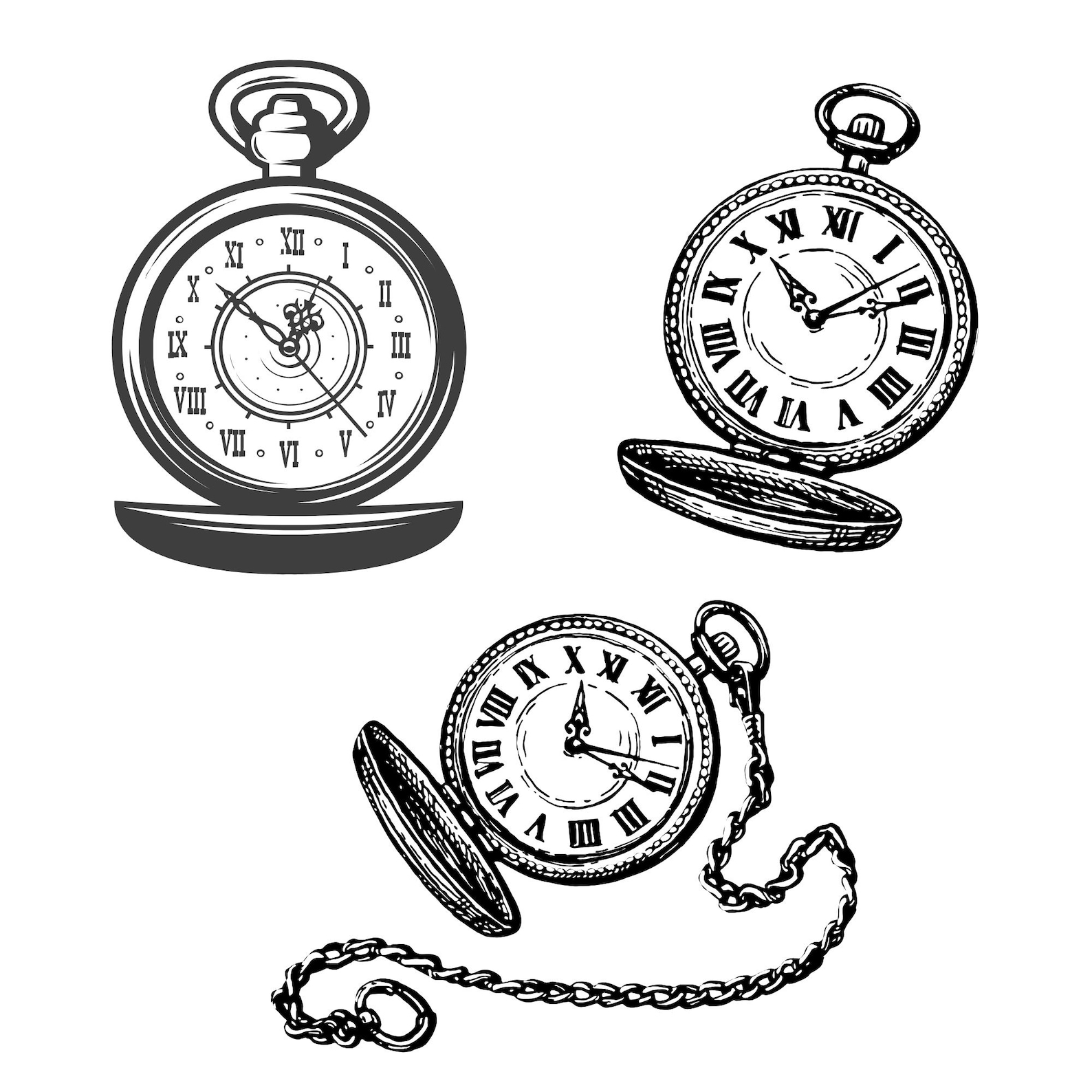 Pocket Watch Svg Bundle, Vintage Pocket Watch Clipart, Pocket Watch ...
