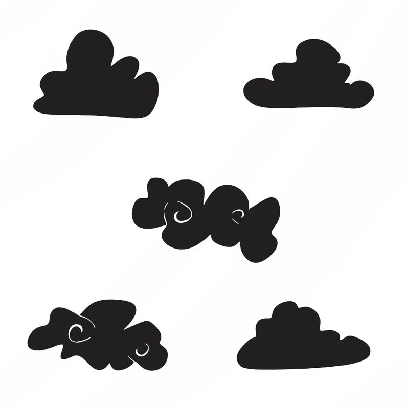 Clouds Svg Bundle Clipart Cricut Clouds Silhouette Fluffy Clouds Vector ...