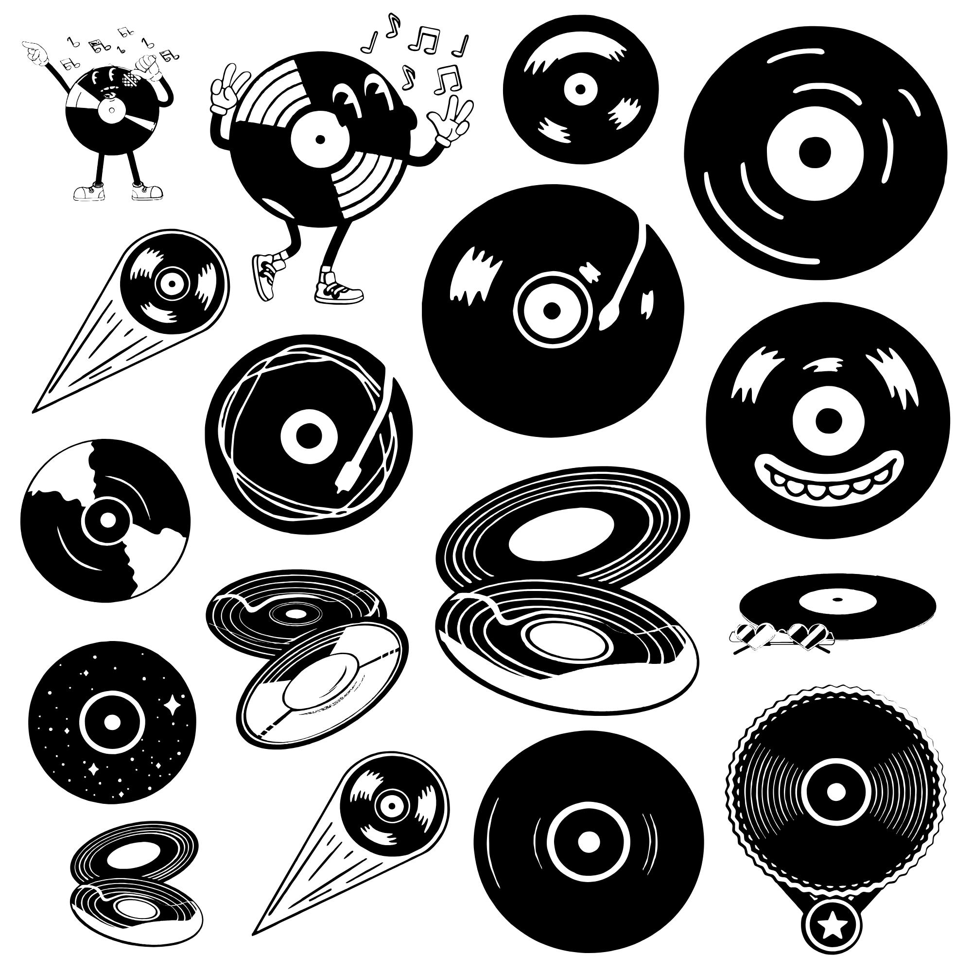 Vinyl Record Svg Bundle, Vinyl Disc Clipart, Vinyl Record Vector ...
