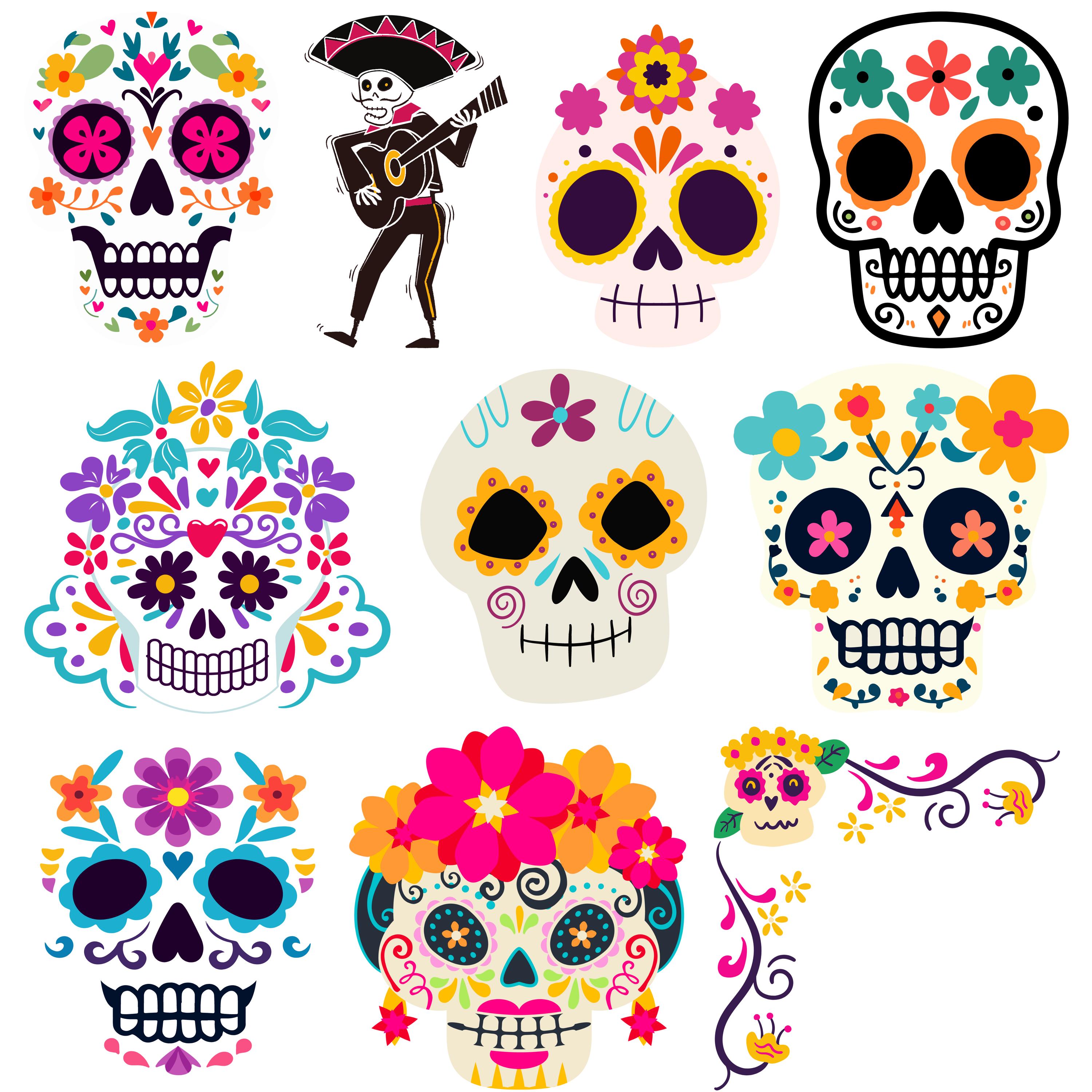 Dia De Los Muertos Svg Bundle, Sugar Skull Svg, Day of the Dead Clipart ...