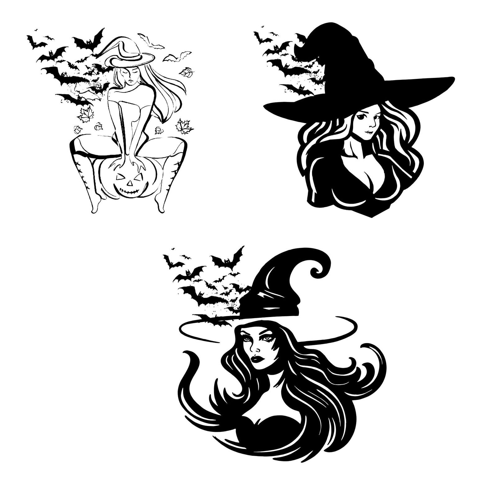 Witch Svg Bundle, Halloween Clipart, Halloween Witch Vector, Witch ...