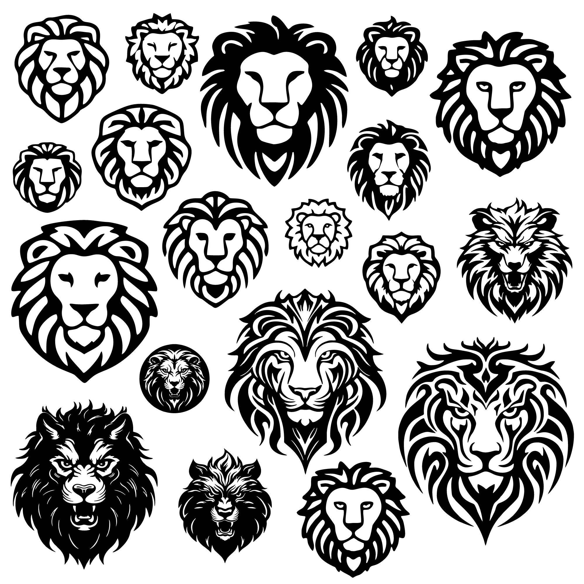 Lion Svg Bundle, Lion Head Clipart for Cricut, Lion King Silhouette ...