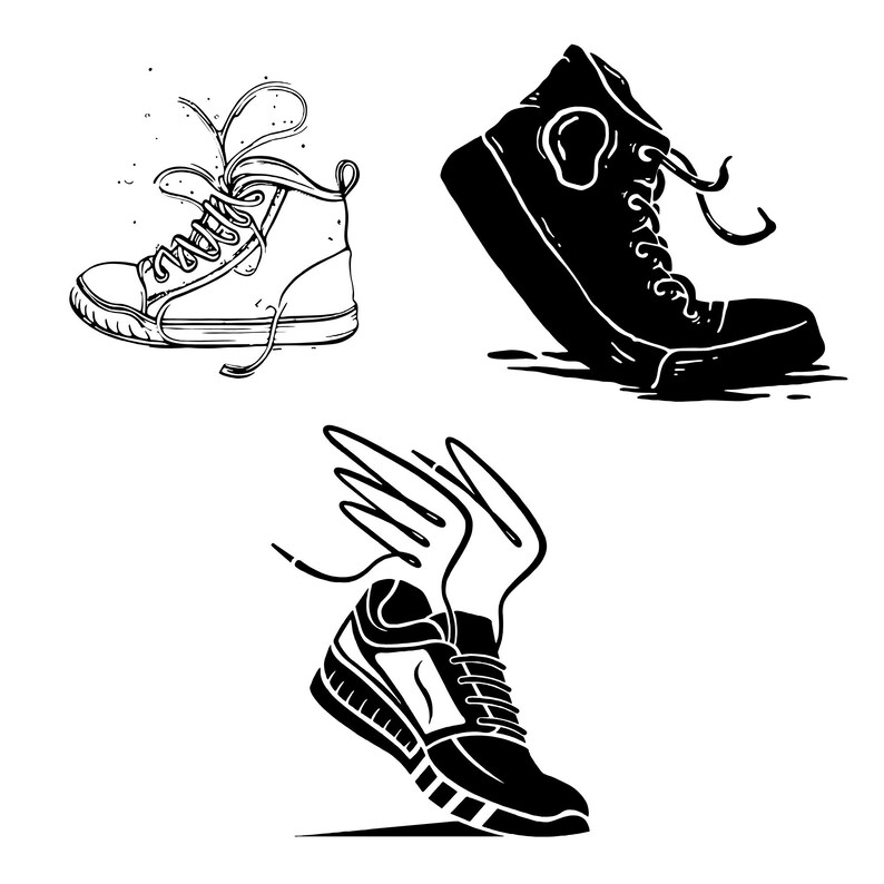 Sneaker Svg Bundle, Sneakers Clipart, Running Shoes Vector, Floral ...