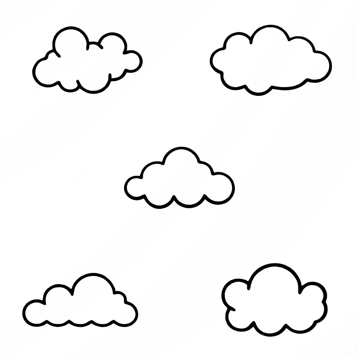 Clouds Svg Bundle Clipart Cricut Clouds Silhouette Fluffy Clouds Vector ...