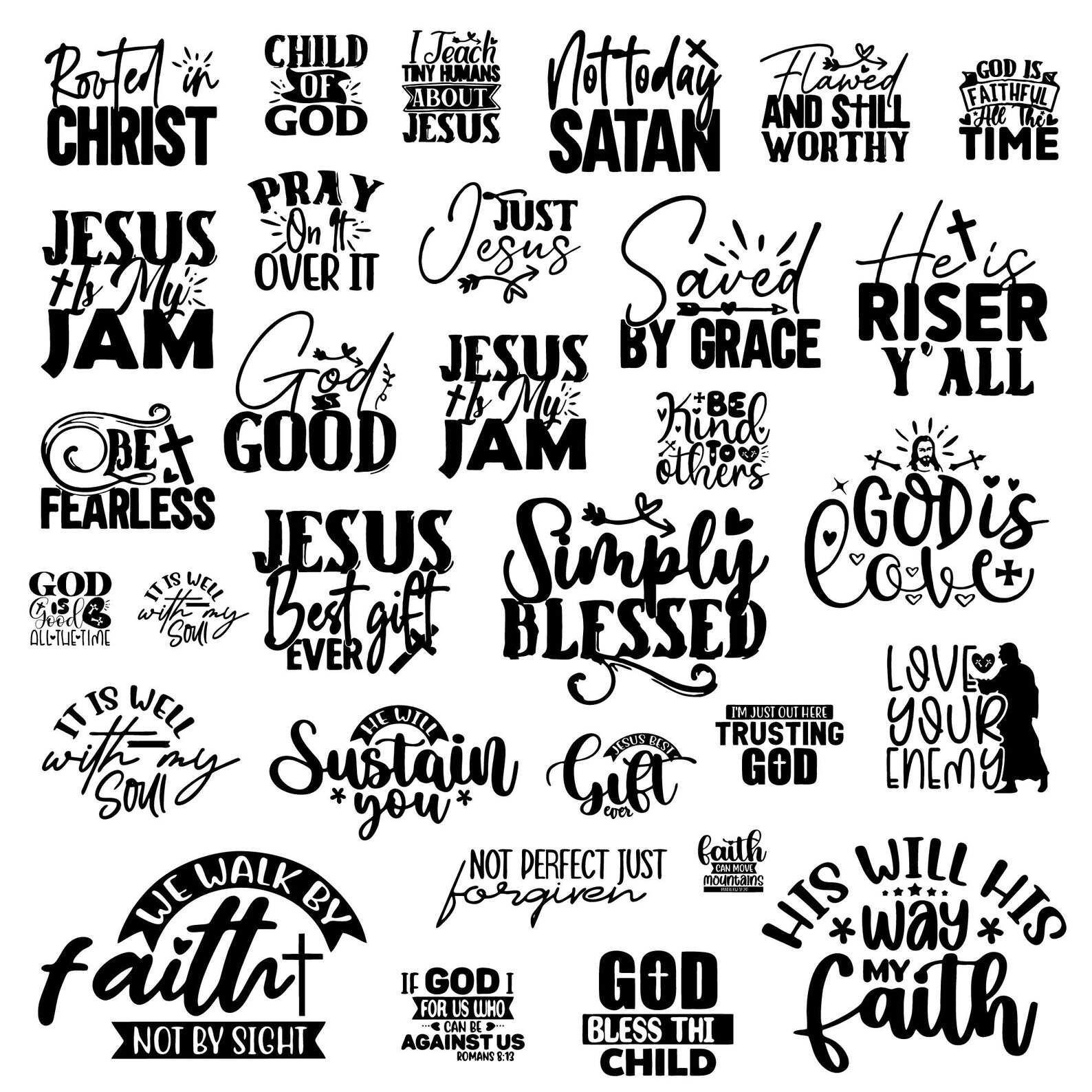 Christian Svg Bundle, Faith Clipart for Cricut, Bible Verse Silhouette ...