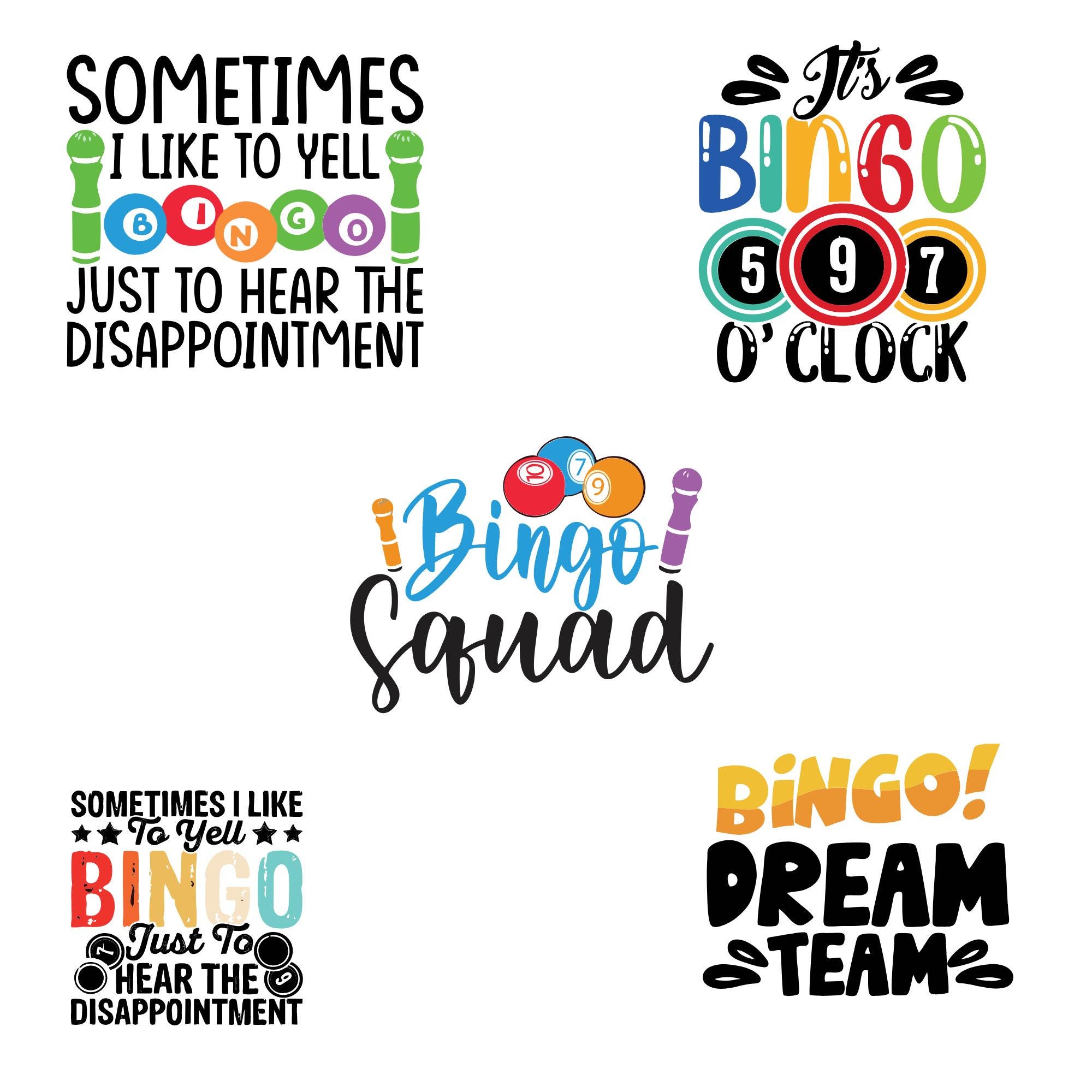 Bingo Svg Bundle, Bingo Clipart for Cricut, Bingo Quotes Silhouette ...